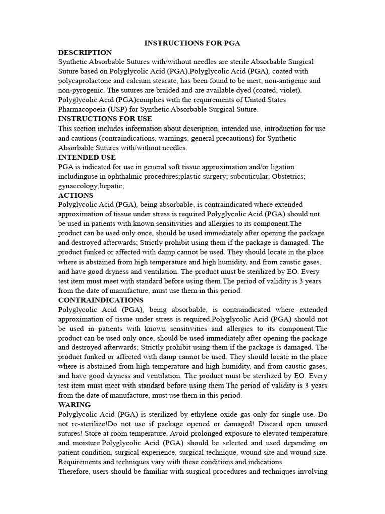 Polyglycolic Acid Suture Guide | PDF | Surgical Suture | Surgery