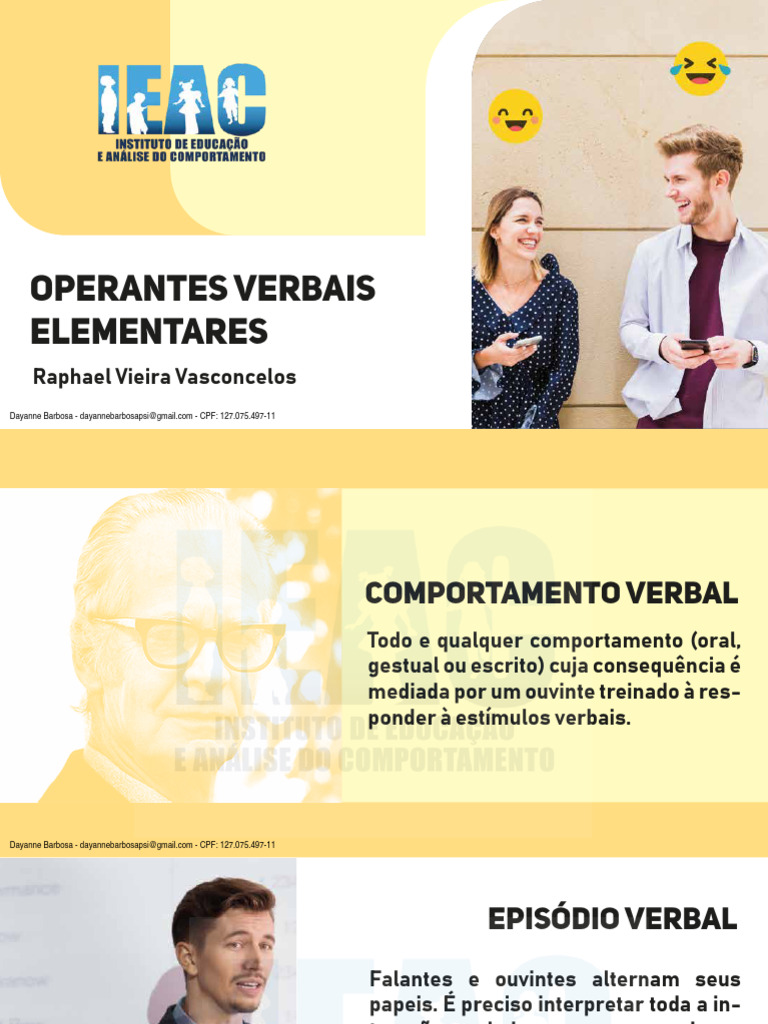 Operantes Verbais | PDF | Conceitos psicológicos | Psicologia