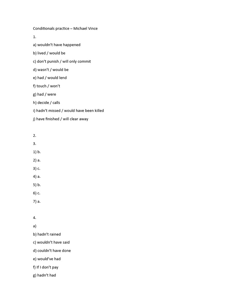 Conditionals Practice | PDF