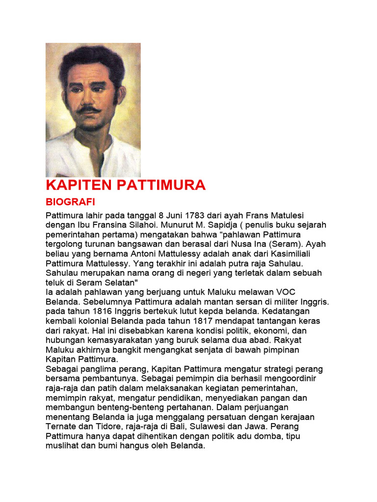 Kapiten Pattimura | PDF | Sejarah | Klasik