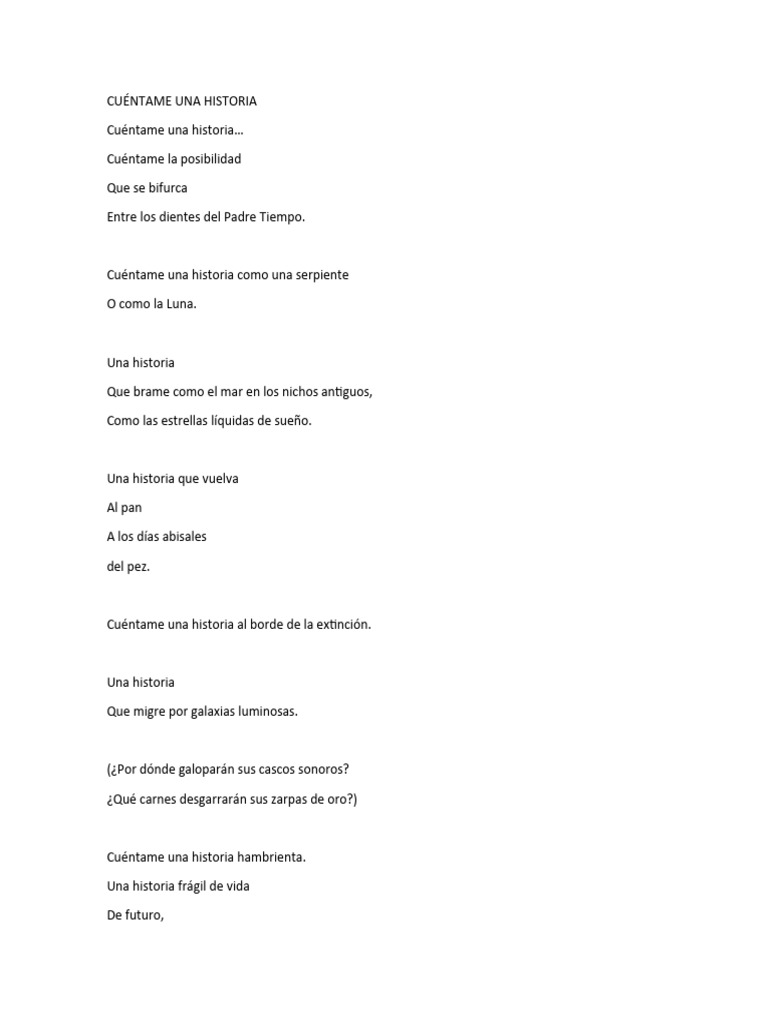 Cuéntame Una Historia Poema | PDF
