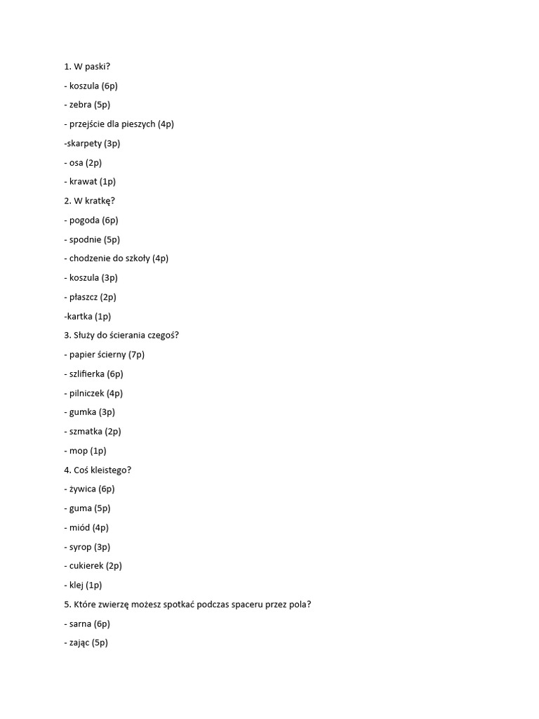 familiada pytania | PDF