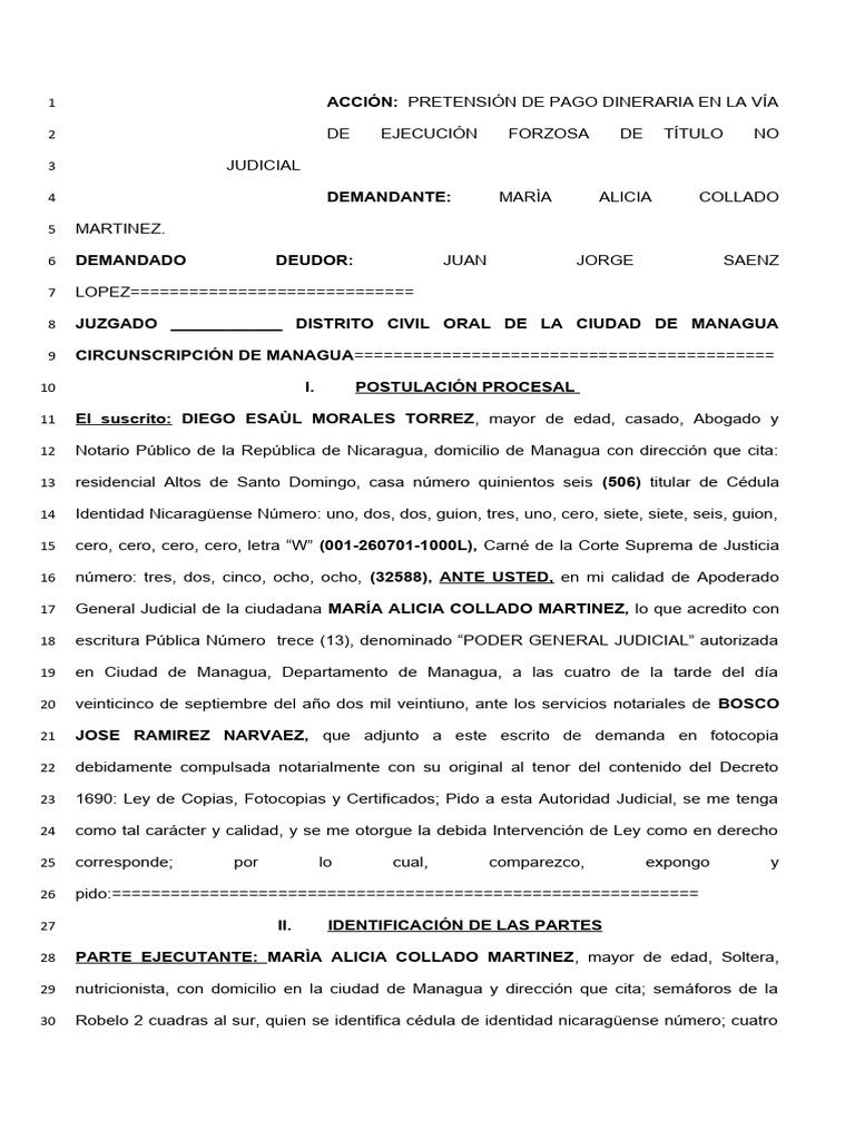 Demanda Civil - Ejecución de Título No Judicial-Bosco-Diego-Edwin-Fabian-Jesshua | Descargar ...