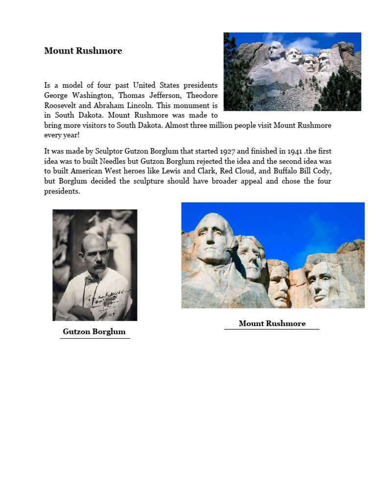 Mount Rushmore: Presidents and Facts | PDF