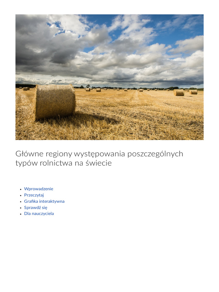 Glowne Regiony Wystepowania Poszczegolnych Typow Rolnictwa | PDF
