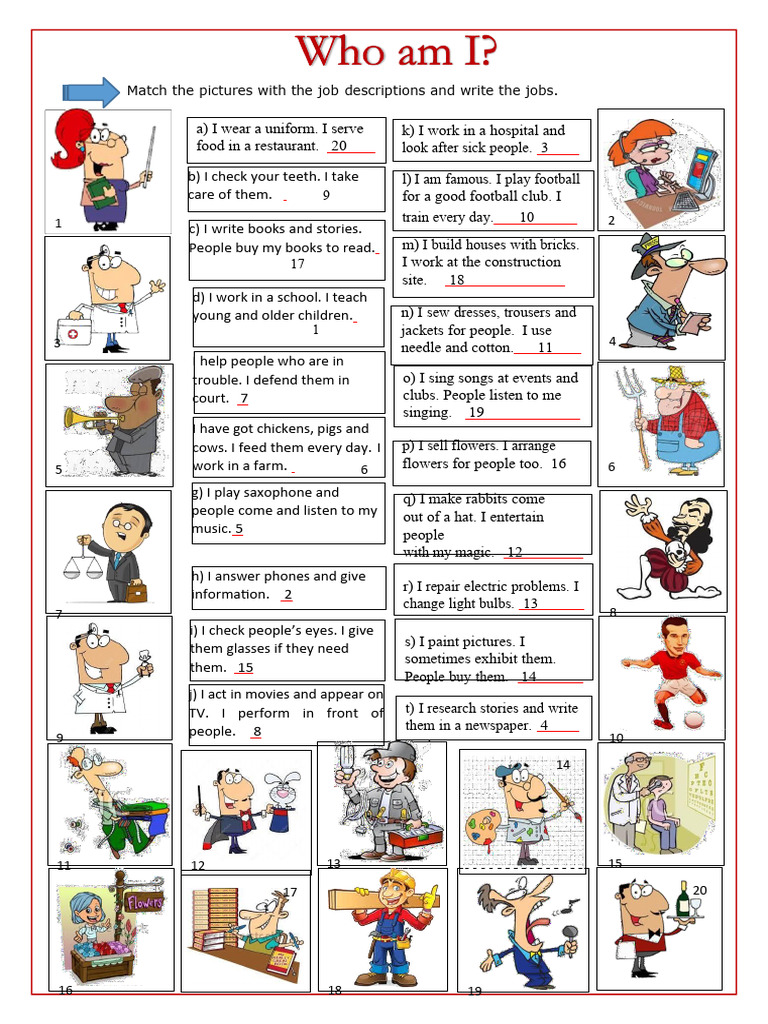 Occupations and Job Descriptions Worksheet | PDF | Fashion | Clothing