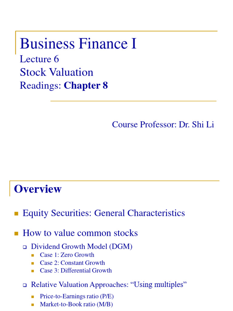 Lecture 6 - Stock Valuation - Stu (7 Files Merged) | PDF | Net Present ... Lecture 6 - Stock Valuation - Stu (7 Files Merged) | PDF | Net Present ...