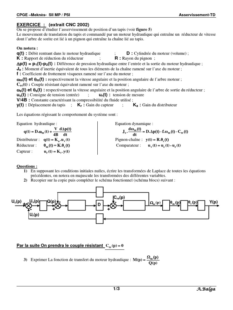 Asservissement hydraulique de position | PDF | Moteurs | Ingénierie ...