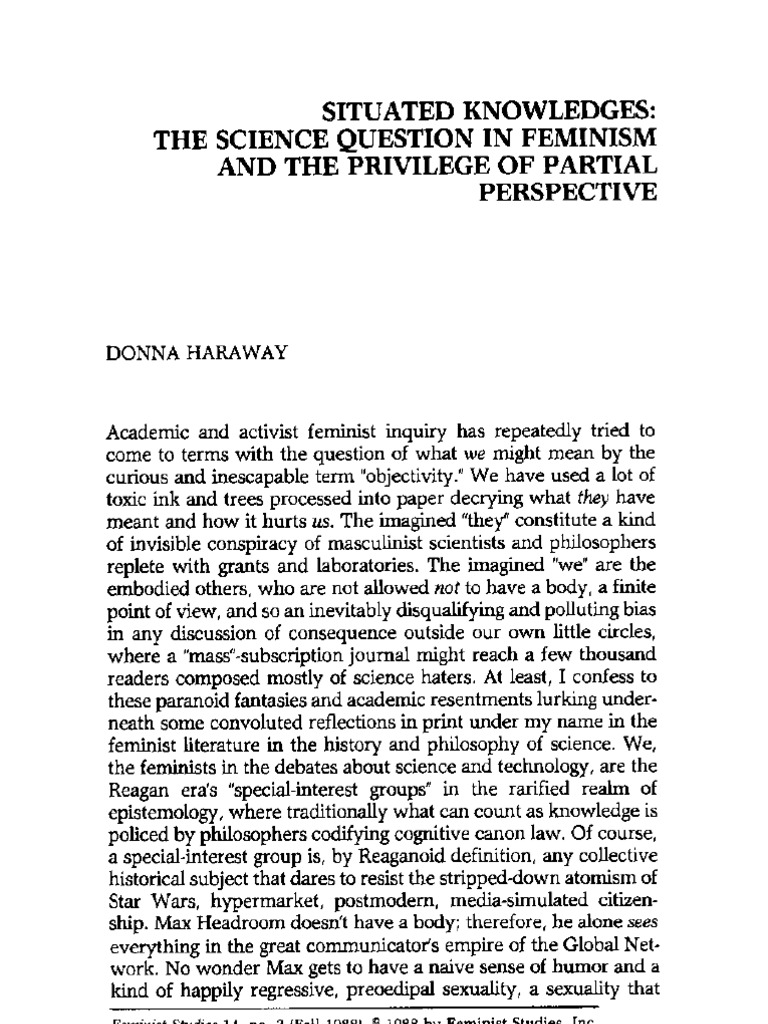 Haraway Situated Knowledge | PDF