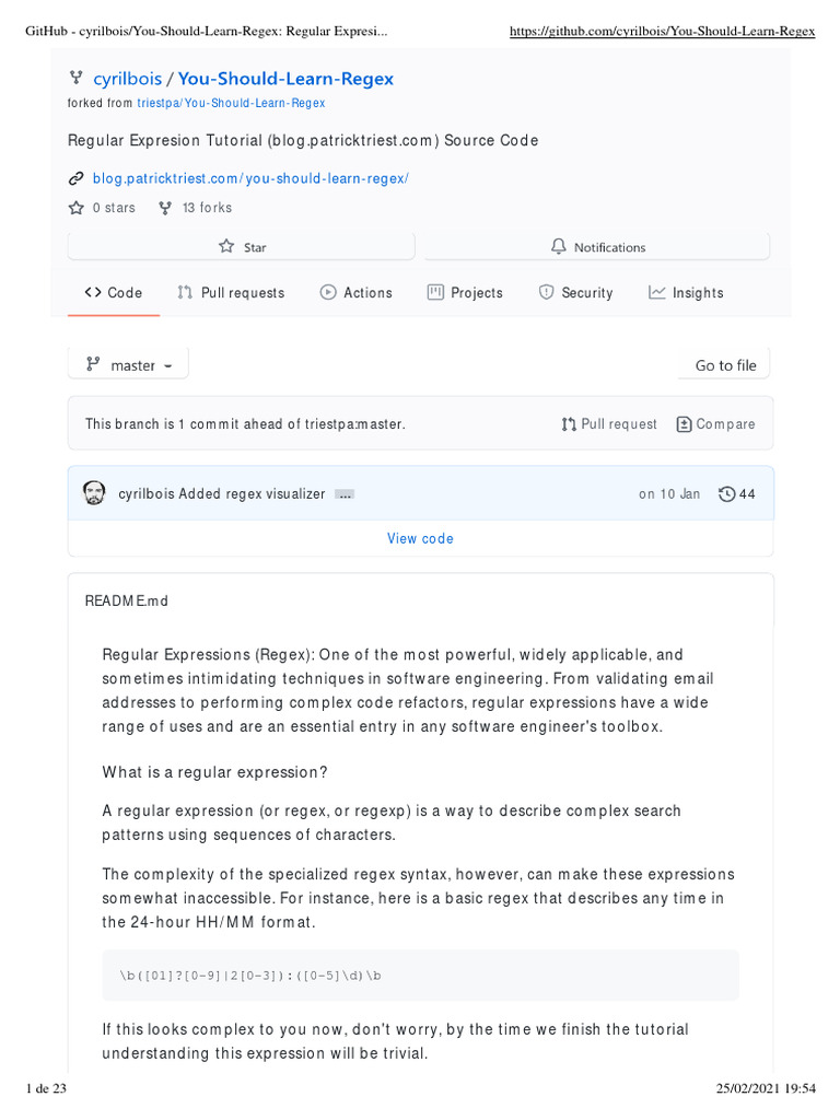 GitHub - Cyrilbois - You-Should-Learn-Regex - Regular Expresion ... GitHub - Cyrilbois - You-Should-Learn-Regex - Regular Expresion ...