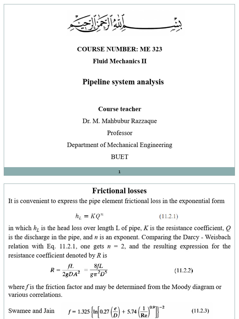 Pipeline Network | PDF | Liquids | Applied And Interdisciplinary Physics
