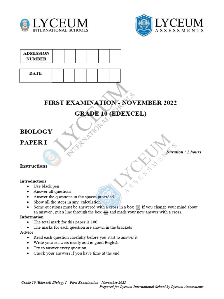 Grade 10 (Edexcel) Biology I | PDF | Dominance (Genetics) | Genotype