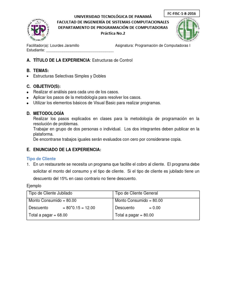 Estructuras de Control en Visual Basic | PDF | Programación de computadoras | Ciencias de la ...