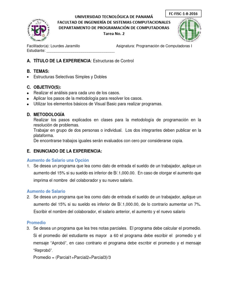 Estructuras de Control en Visual Basic | PDF | Programación de computadoras | Básico