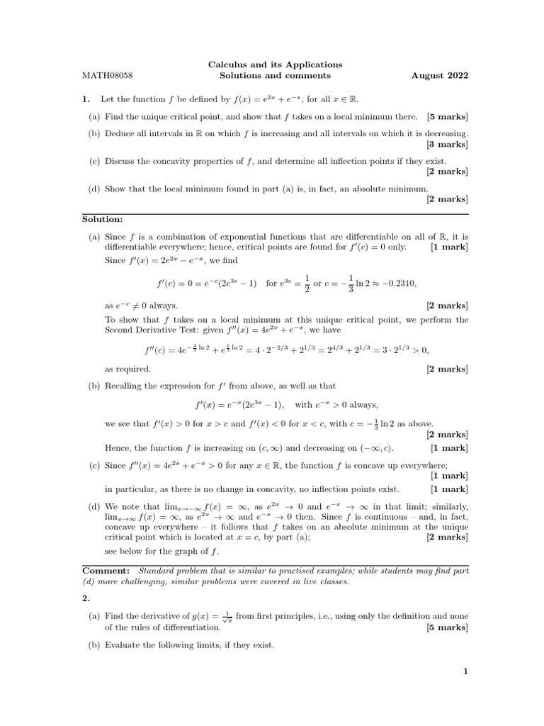 CAP August 2022 Solutions | PDF | Derivative | Complex Analysis