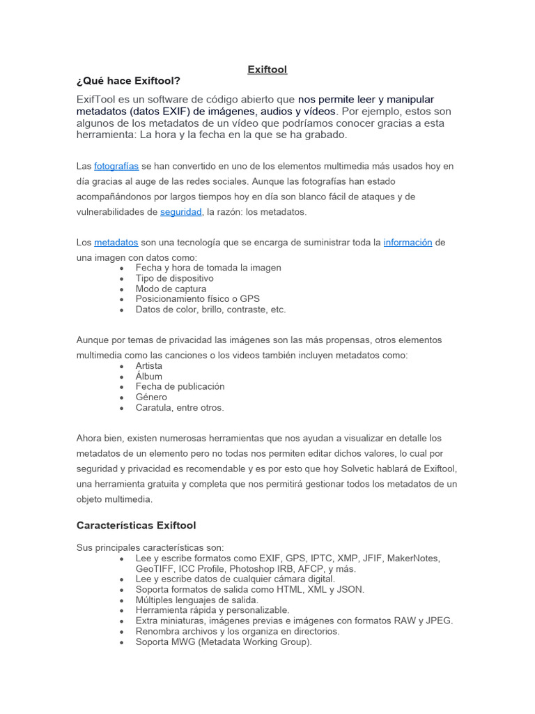 Exiftool | PDF | Metadatos | Archivo de computadora
