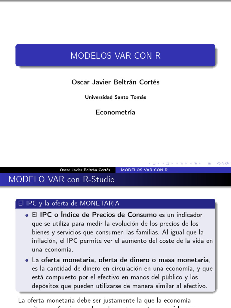 Modelo Var y Vec Con R | PDF | Oferta de dinero | Dinero