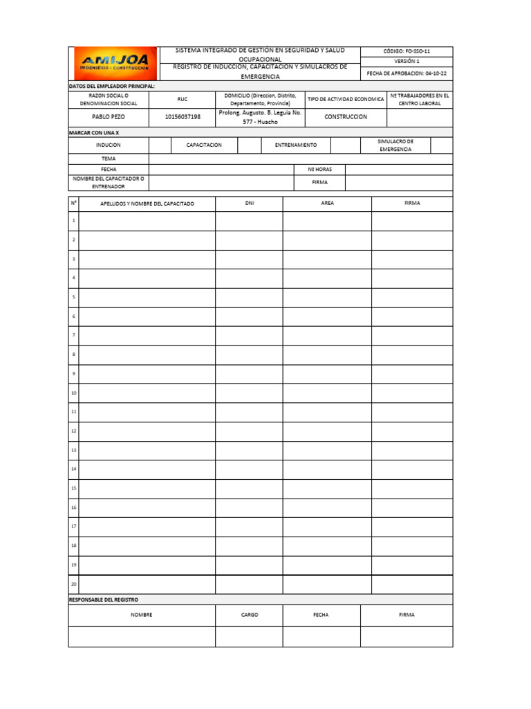 Formato de Charla y Capacitacion | PDF