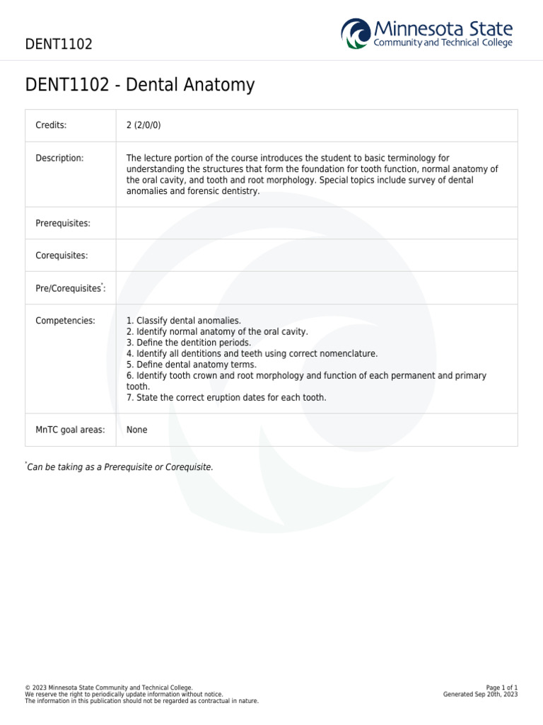 DENT1102+ +Dental+Anatomy | PDF
