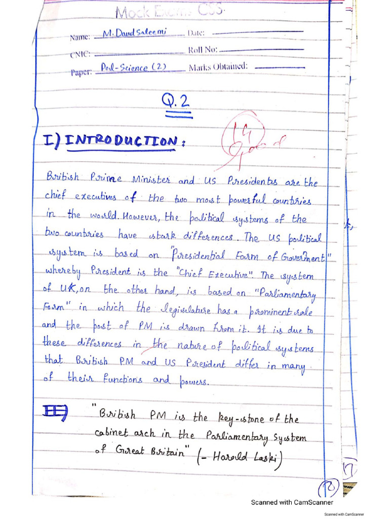 Political Science Paper 2 Mock | PDF