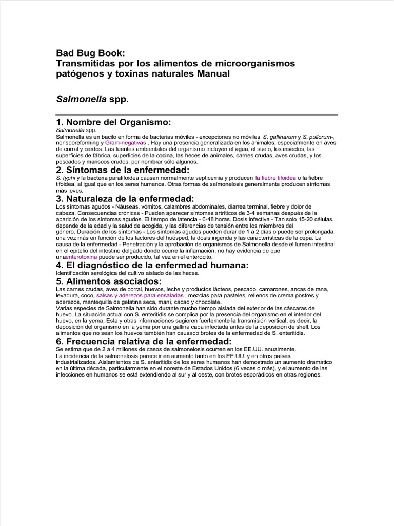 Bad Bug Book | PDF | Diarrea | Salmonela