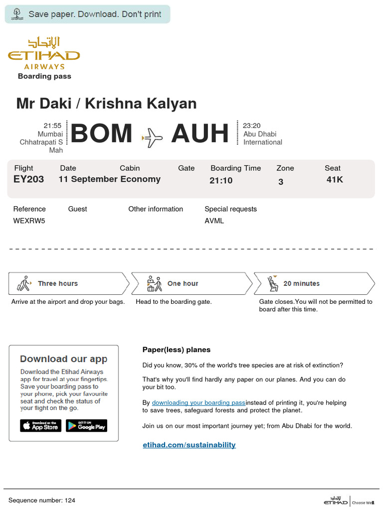 Your Boarding Pass To Jakarta - ETIHAD AIRWAYS | PDF | Aviation