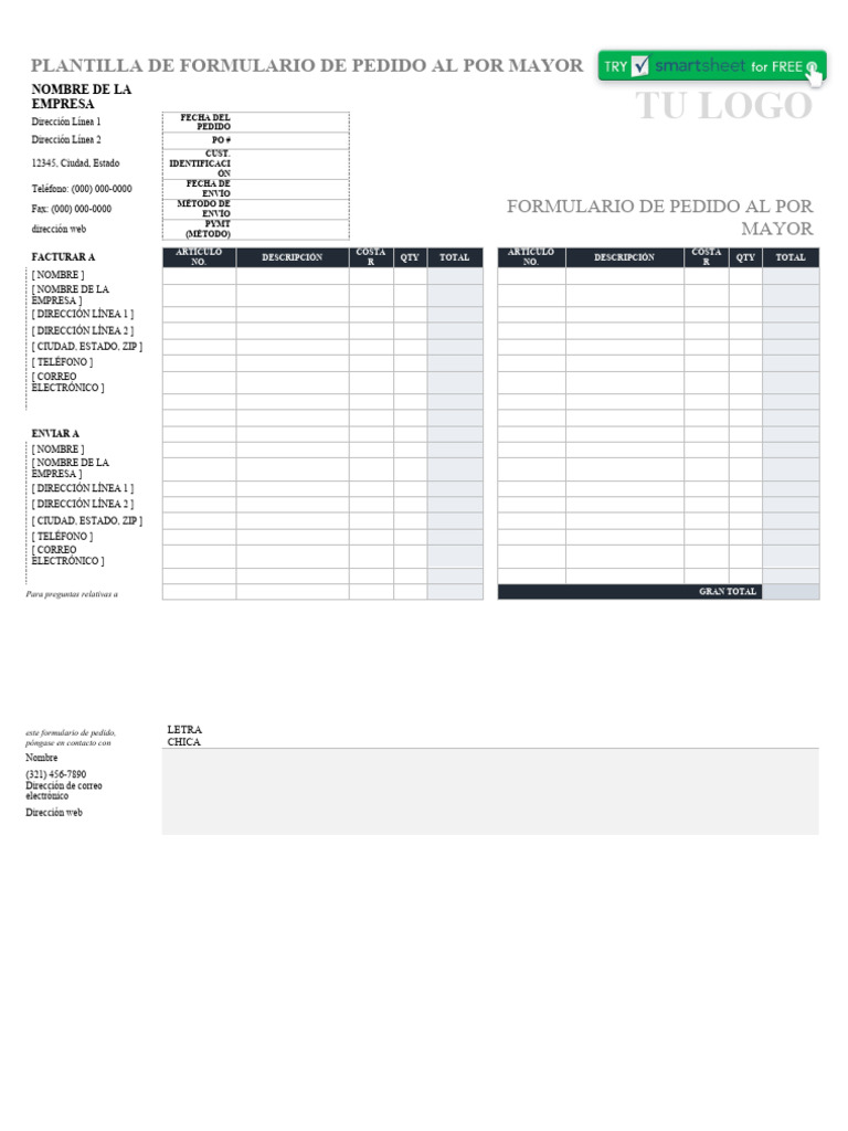IC Wholesale Order Form Template 27221 WORD ES | PDF | Informática ...