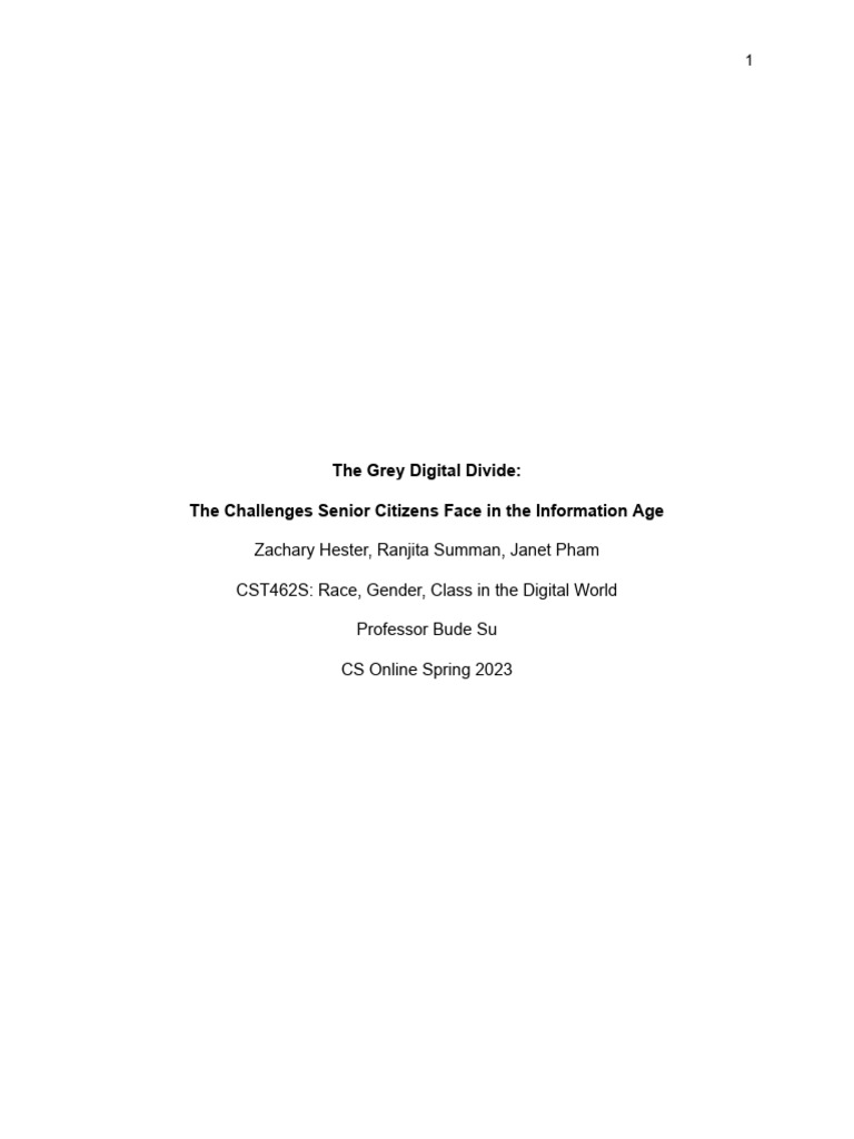 The Grey Digital Divide The Challenges Senior Citizens Face in The ...