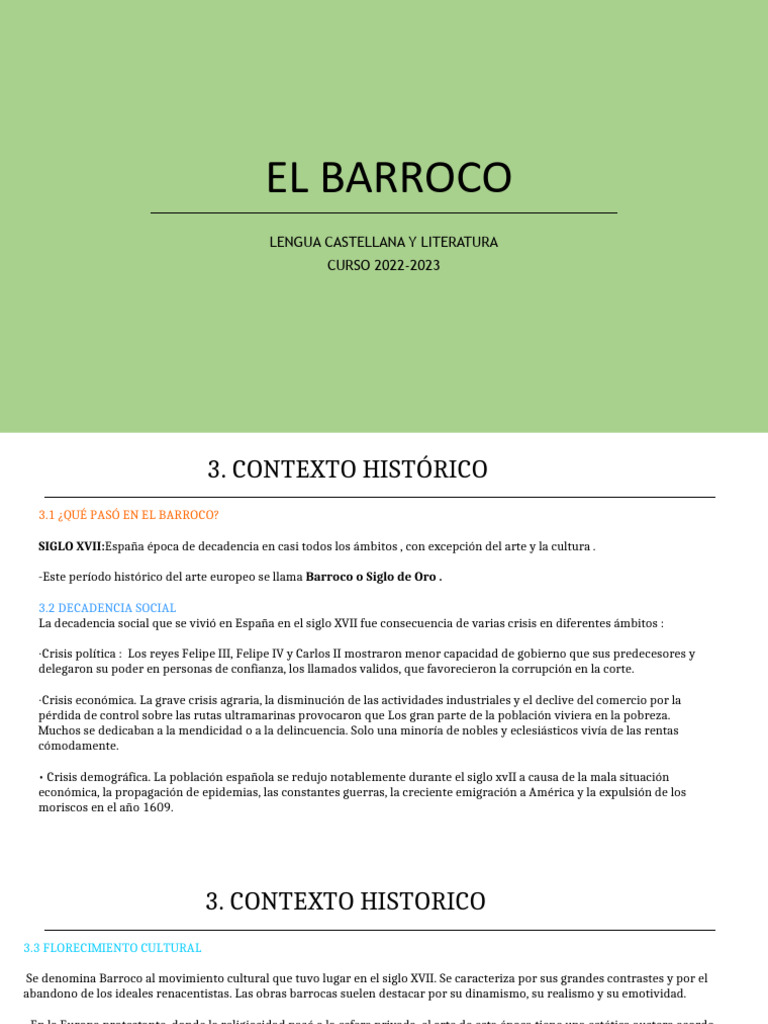 EL BARROCO 3 TRIMESTRE LENGUA CASTELLANA Y LITERATURA Definitivo | PDF ...