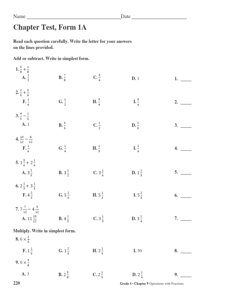 Chapter Test, Form 1A: Name Date | PDF | Elementary Mathematics ...