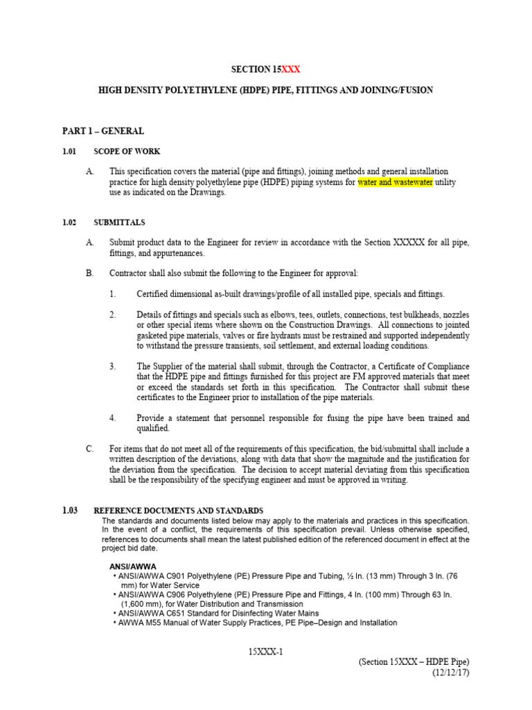 Hdpe Pipe And Fitting Materials Fusion Joining And Installation 1 Pdf