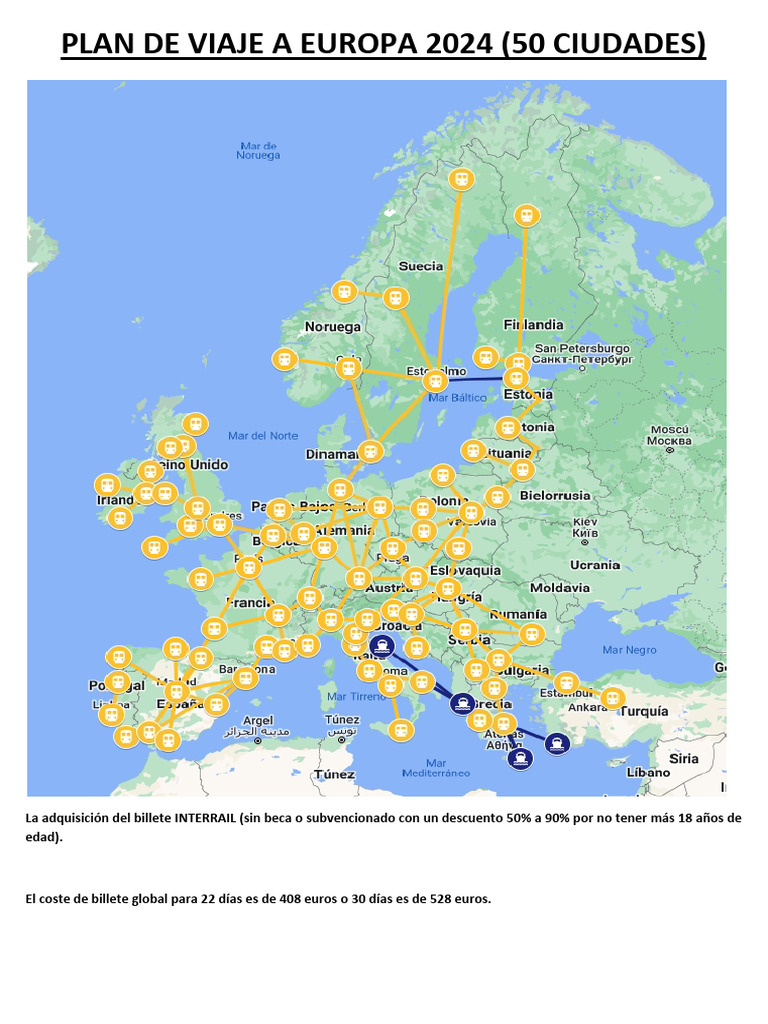 Plan Interrail Europa 2024: 50 Ciudades | PDF