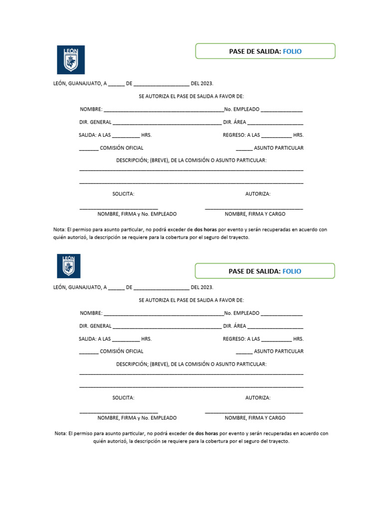 Pase de Salida | PDF