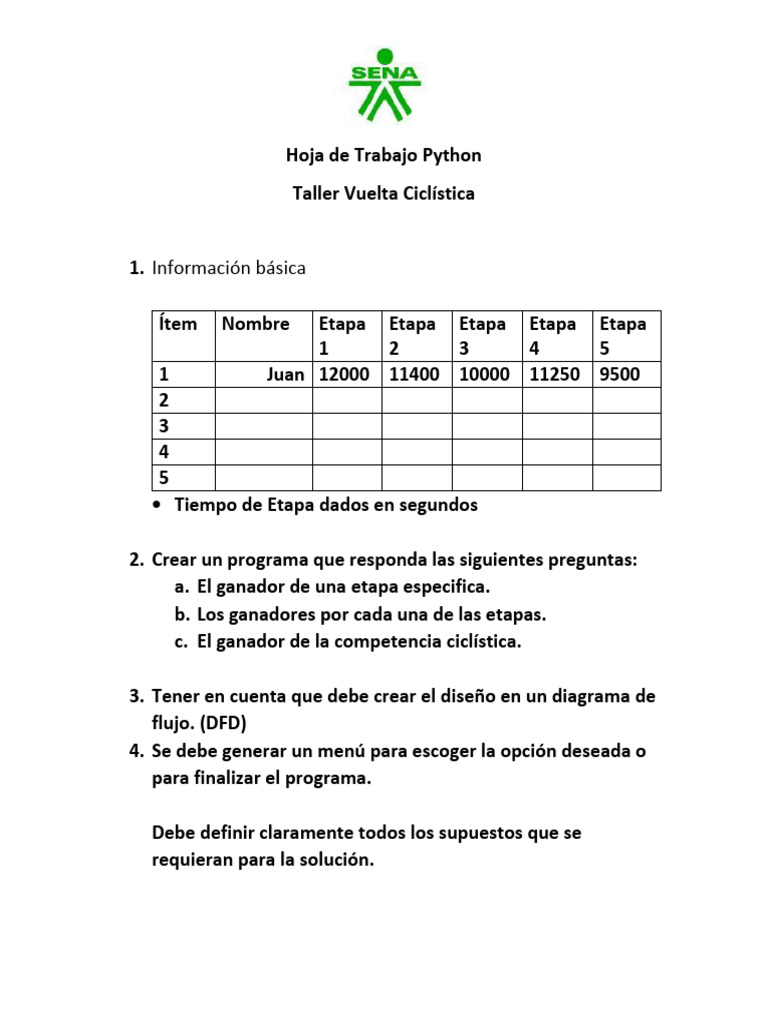 Hoja de Trabajo Python | PDF