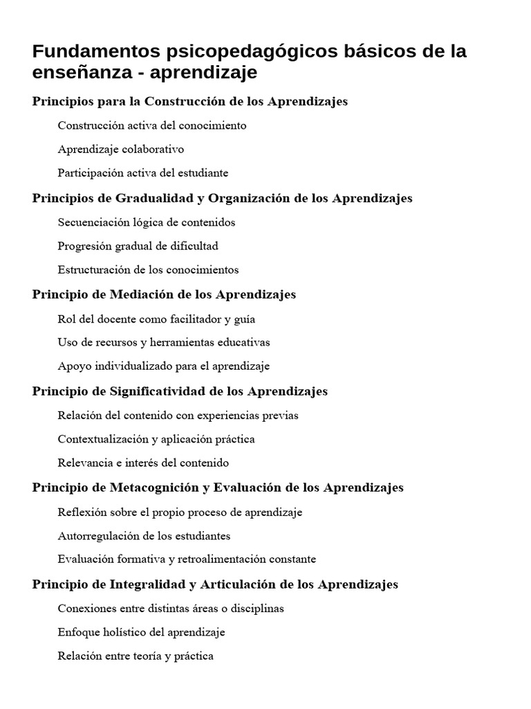 Genera Mapa Mental Con Estos 6 Principios - 1 Construcción de Los Aprendizajes, 2 Gradualidad y ...