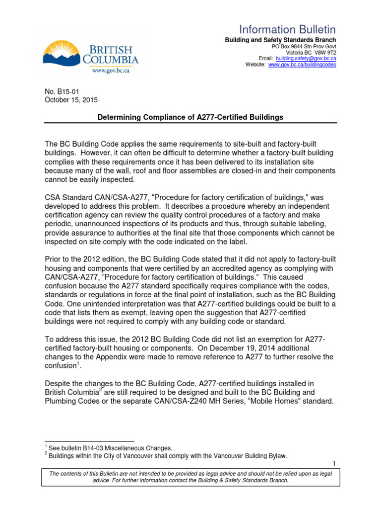 b15-01 Determining Compliance of A277certified Buildings | PDF ...