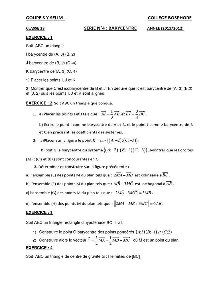 Barycentre des points pondérés | PDF | Sciences physiques | Astrophysique