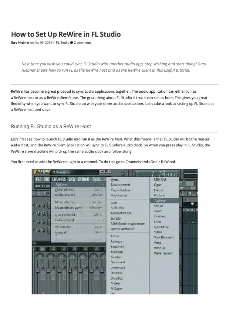 How To Set Up ReWire in FL Studio - Ask | PDF | System Software | Computing