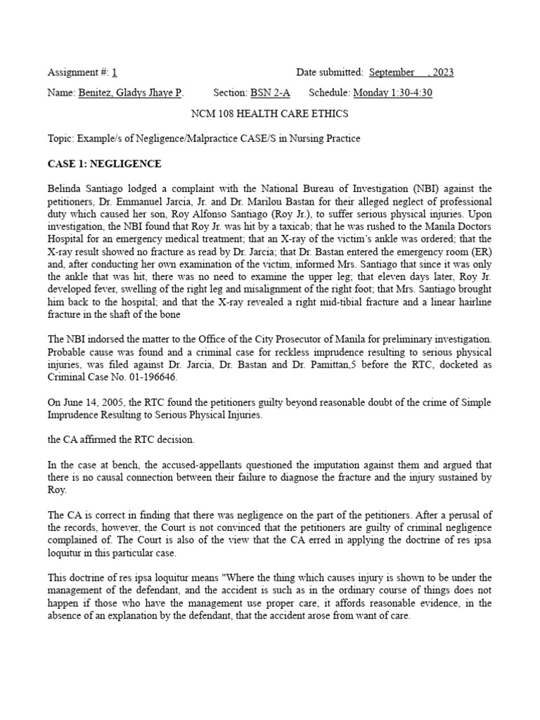 Nursing Malpractice and Negligence Cases | Download Free PDF ...