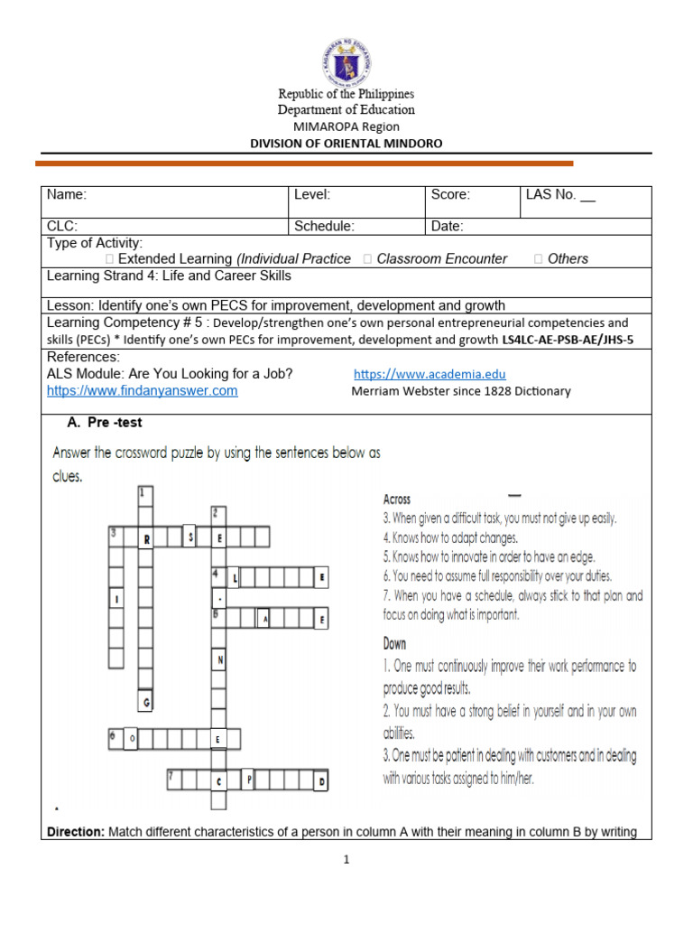 FLT #1 LS 4 Pecs | PDF | Entrepreneurship | Cognition