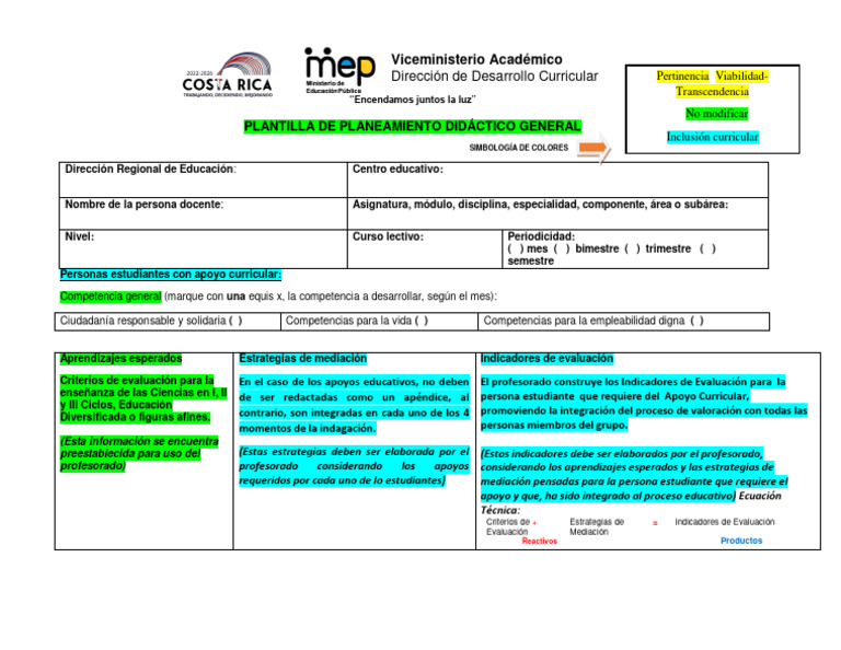 Plantillas de Planeamiento | PDF | Evaluación | Maestros