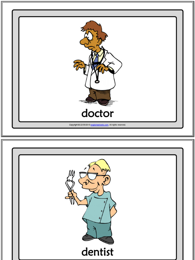 Occupations Vocabulary Esl Printable Flashcards With Words For Kids ...