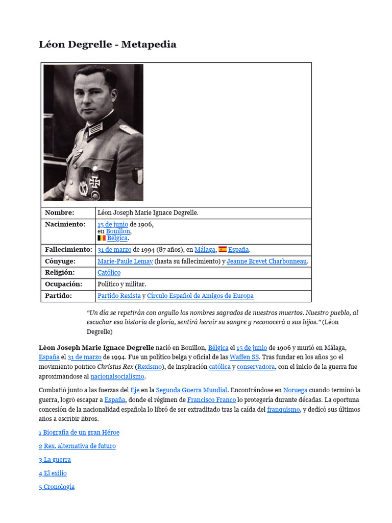 Léon Degrelle - Metapedia | PDF | Bélgica