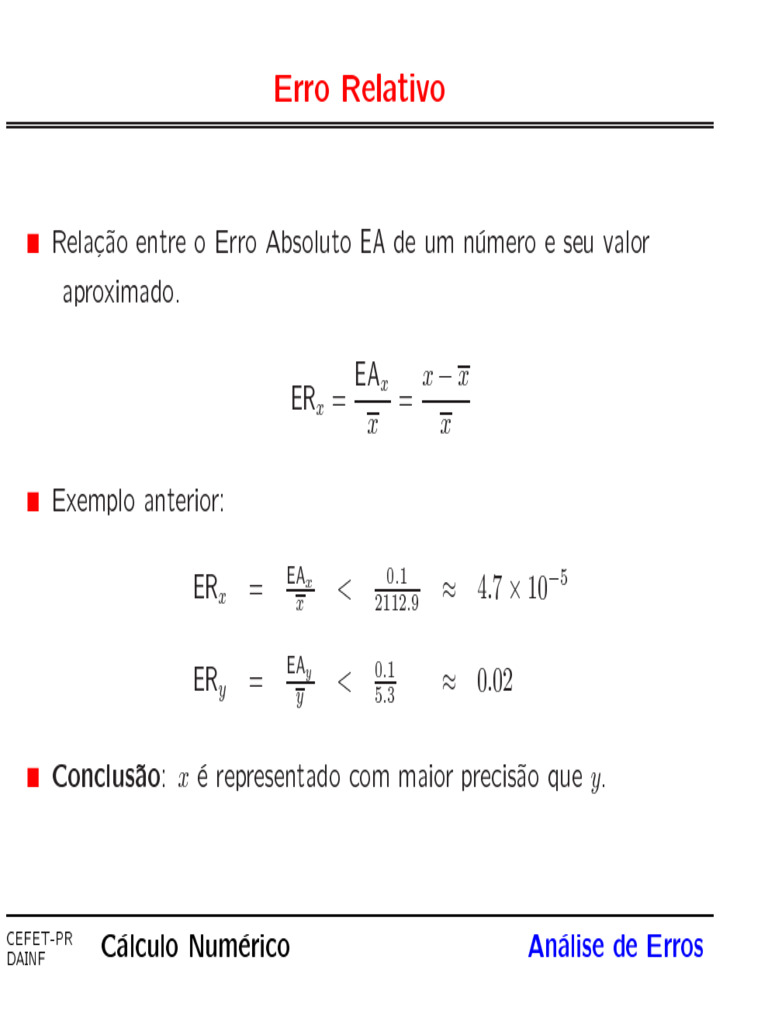 Erros em Cálculo Numérico: Análise Detalhada | PDF | Matemática ...