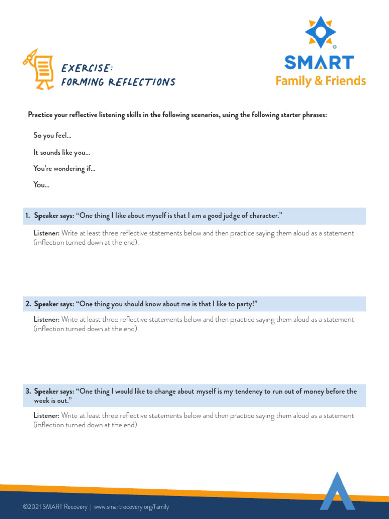 SMART Recovery Forming Reflections | PDF | Self-Improvement