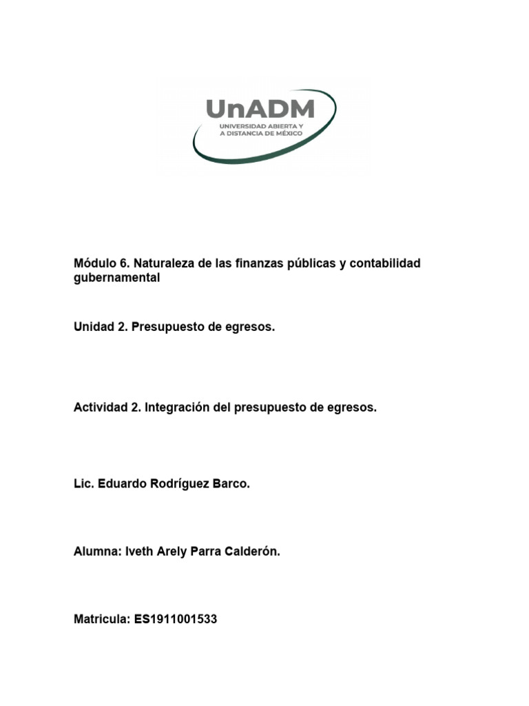 M6 U2 A2 IVPC DocumentoIntegrador. | PDF | Auditoría | Presupuesto