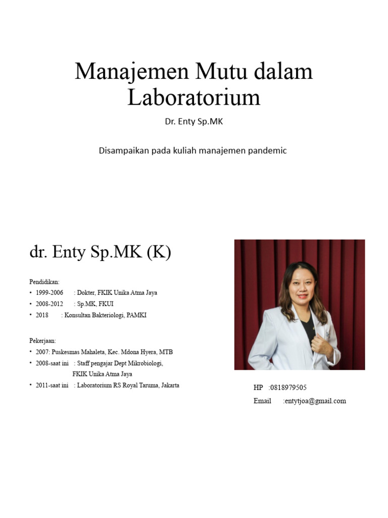 Manajemen Mutu Dalam Laboratorium | PDF