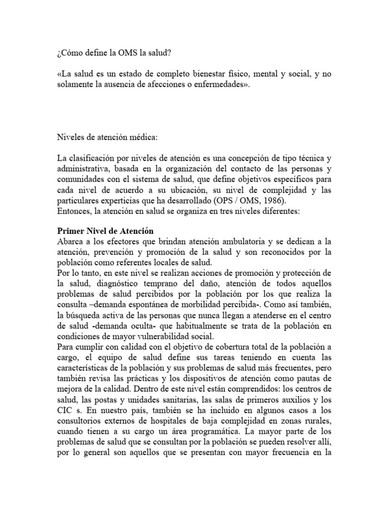 Definición de salud según la OMS | PDF | Hospital | Especialidades Medicas