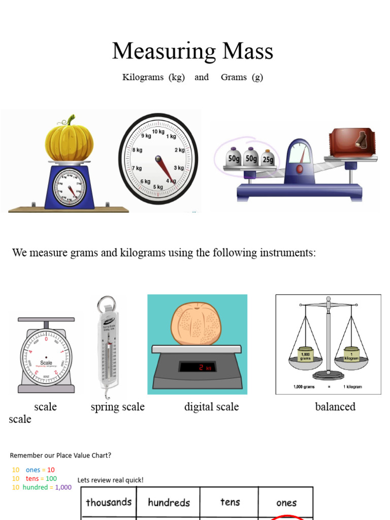 Measuring Mass: Kilograms (KG) and Grams (G) | PDF | Cooking, Food ...
