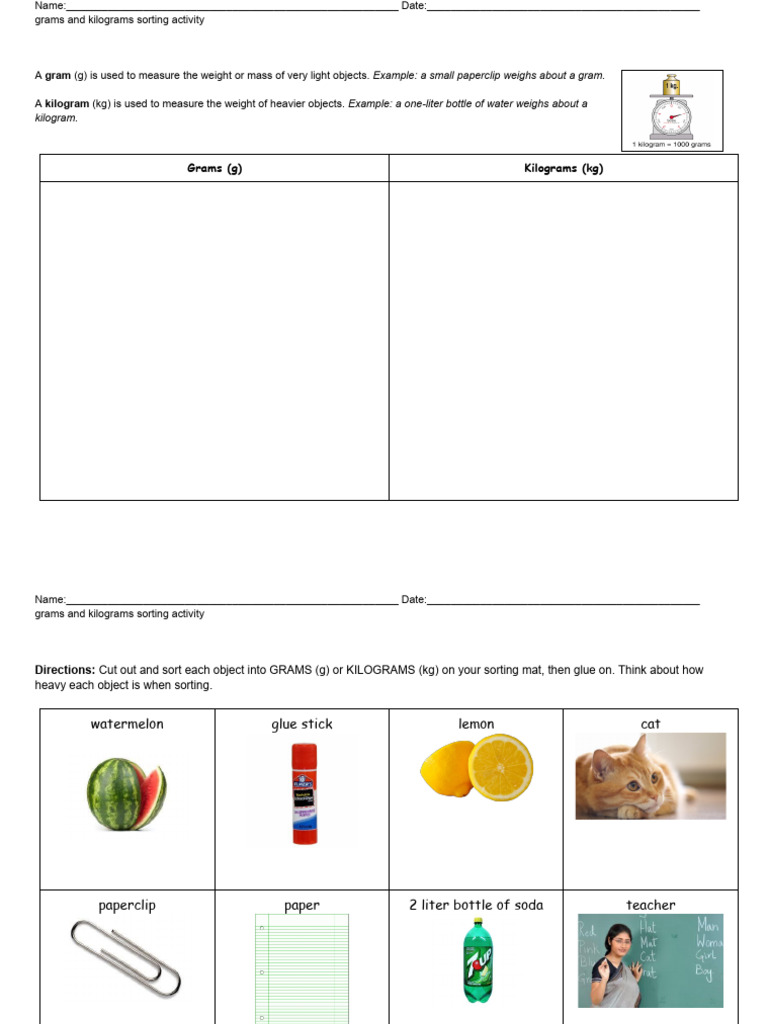 Grams (G) Kilograms (KG) : Kilogram | PDF | Home & Garden